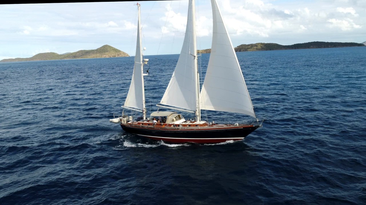 Drone Sailing - Hinckley 56 Ketch "Priapus" in the US Virgin Islands ...