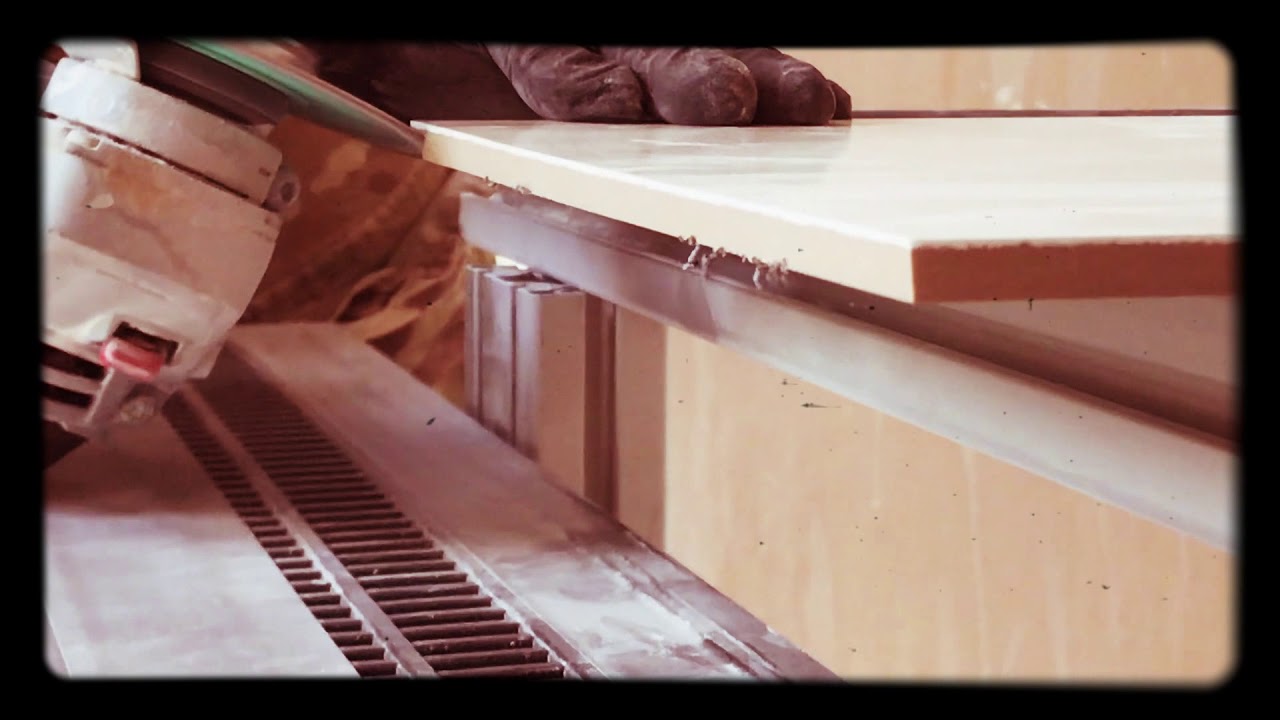 Thin tile mitre stage one - YouTube