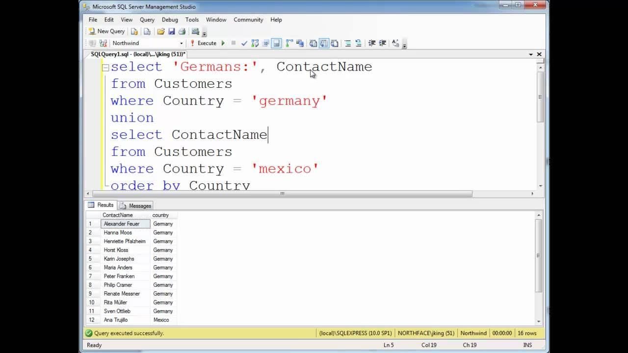 SQL UNION, INTERSECT, EXCEPT - YouTube