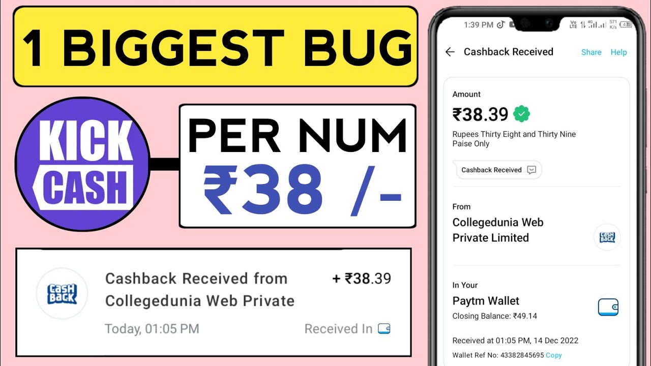 38/- Biggest Bug)😱New Earning App TODAY | Paytm Loot Offer Today | Kick ...