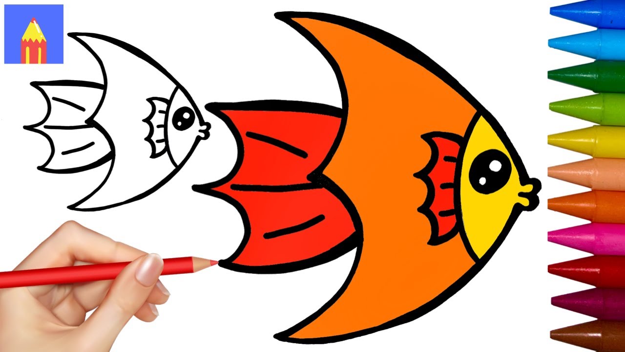 How to Cute Draw Fish for Kids? Easy drawing for kids - YouTube