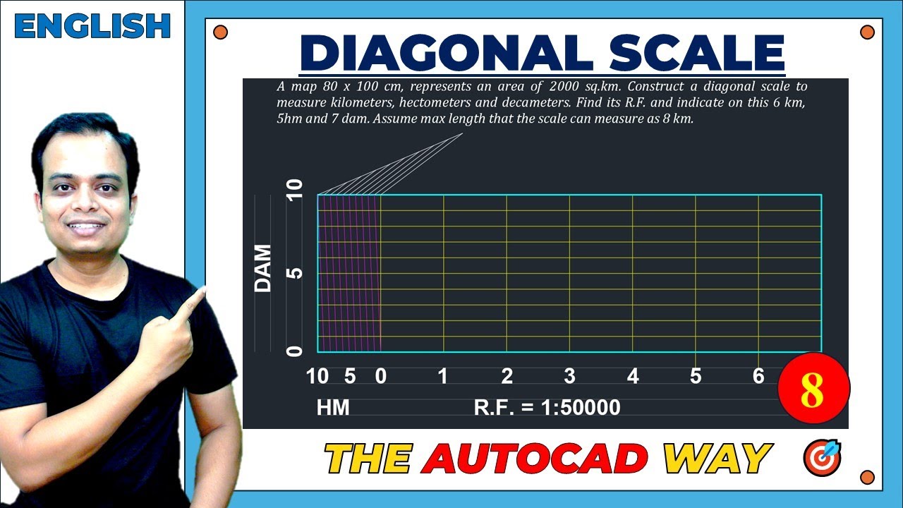 Diagonal Scale || Problem 8 || In AutoCAD - YouTube