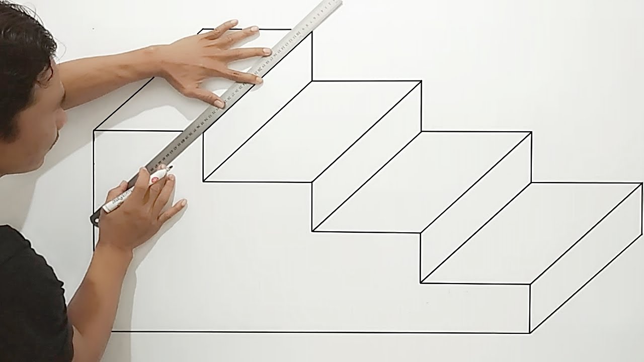 OPTICAL ILLUSION STAIRS 3D WALL PAINT ART || GAMBAR TANGGA 3D - YouTube