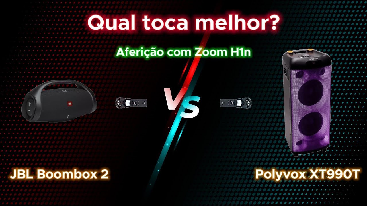 JBL Boombox 2 x Polyvox XT990T, parte 1. Diferença grande de tamanho ...