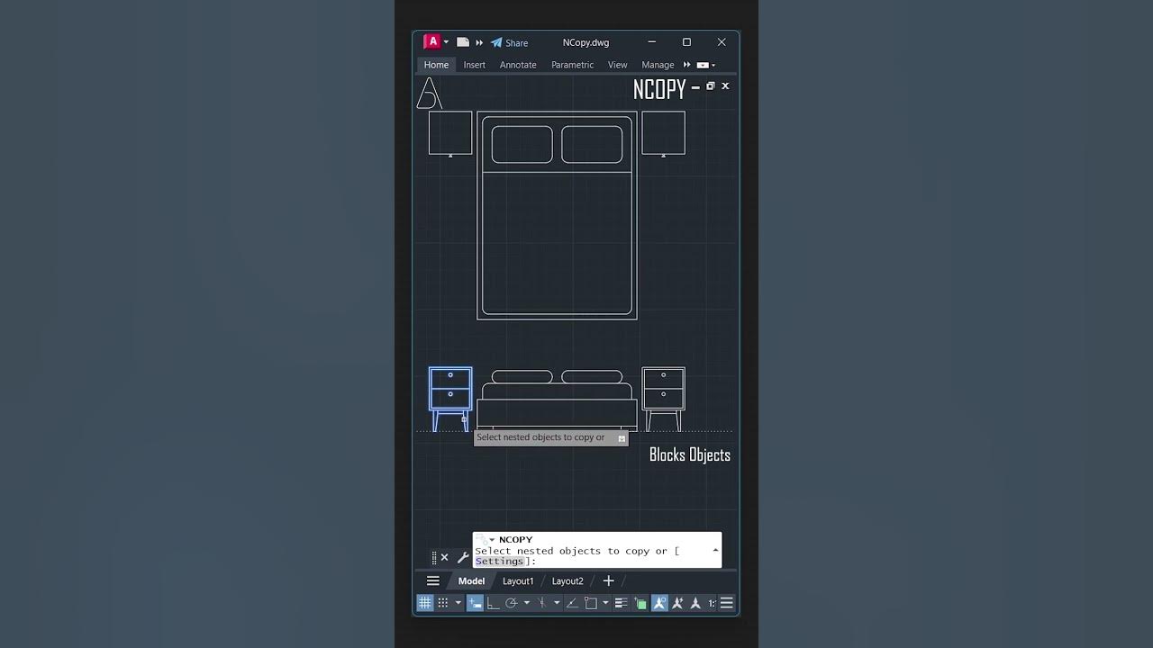 NCOPY (Copy Nested Obejcts) - AutoCAD Tutorial #architecture #autocad - YouTube