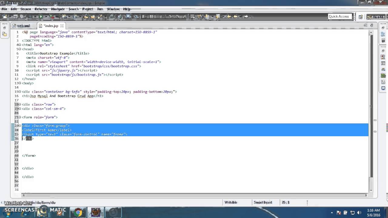 Jsp Mysql And Bootstrap Crud Part 1 Youtube