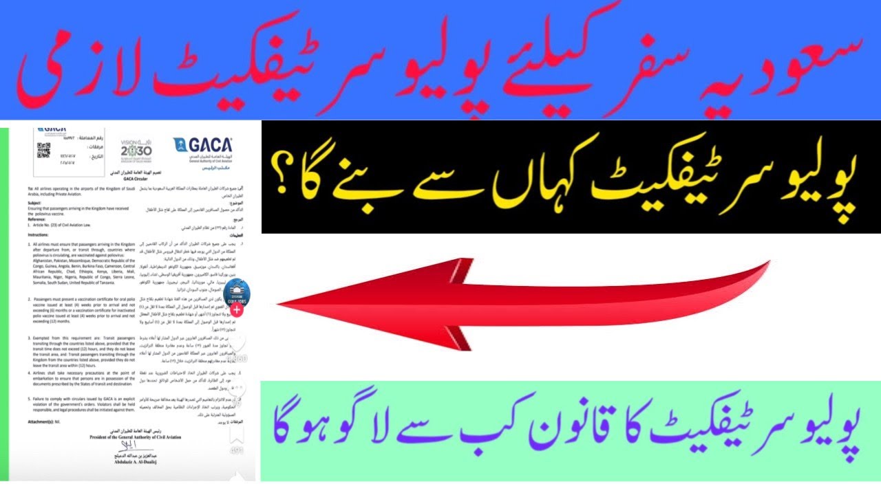 SAUDI GACA Polio vaccine For Pakistan | Nadra polio certificate Online ...