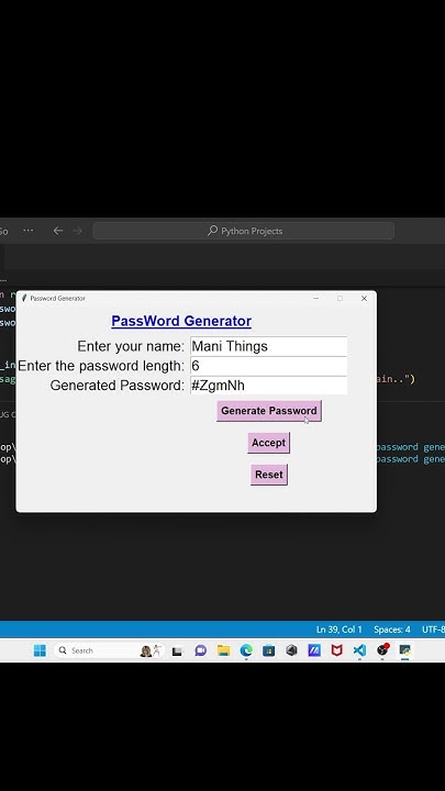 Creating Password Generator App using Python TKinter || #maniThings #coding #programming - YouTube