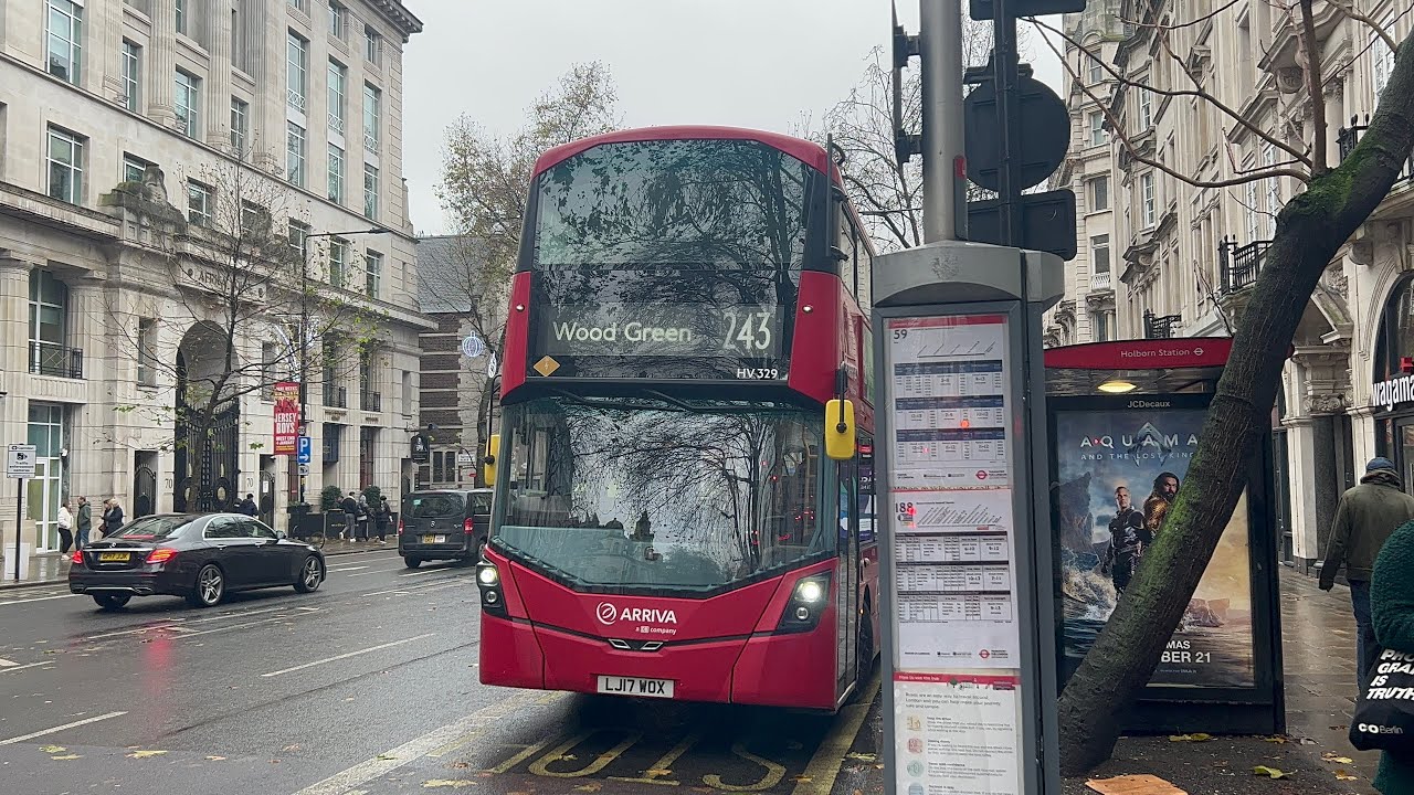 Arriva London: Route 243 (HV329 LJ17WOX) Volvo B5LH Wright Gemini 3 10 ...