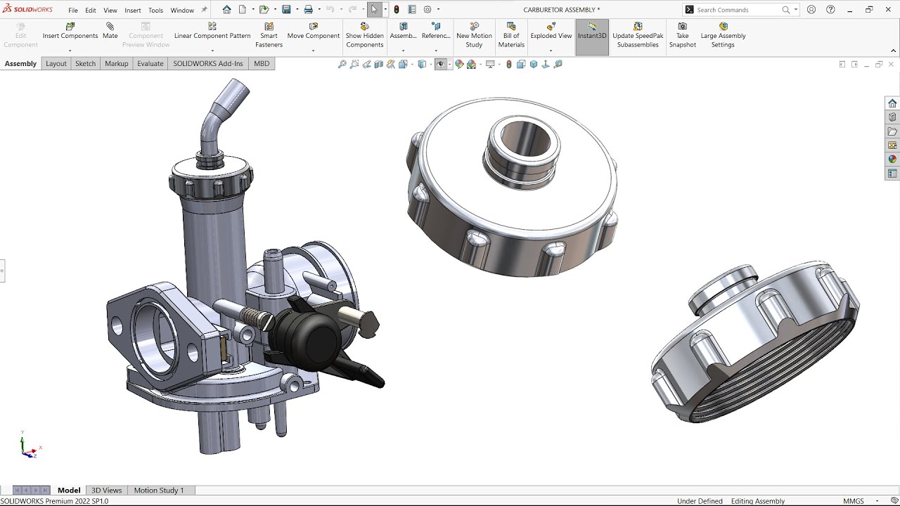 Splendor Bike engine carburetor top cap in Solid works #carburetor # ...