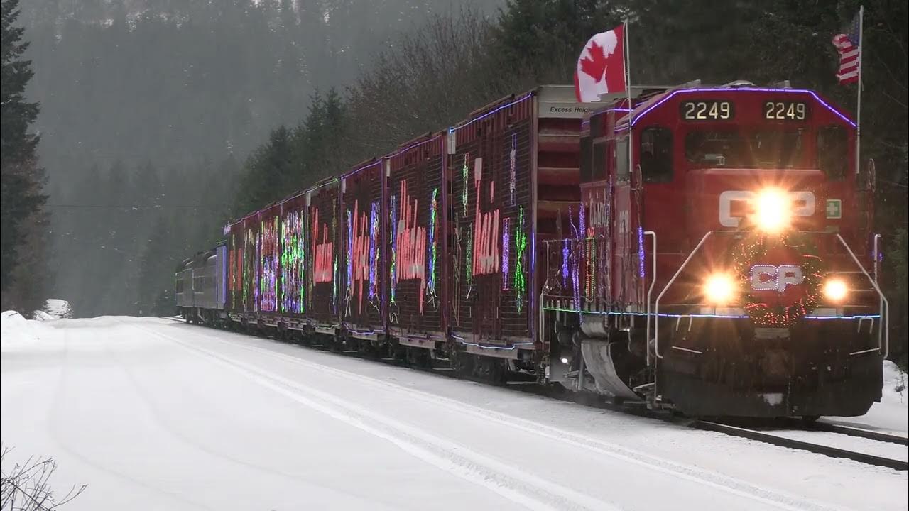4K!! The Canadian Pacific Holiday Train on a Snowy in the Fraser Canyon!! - YouTube