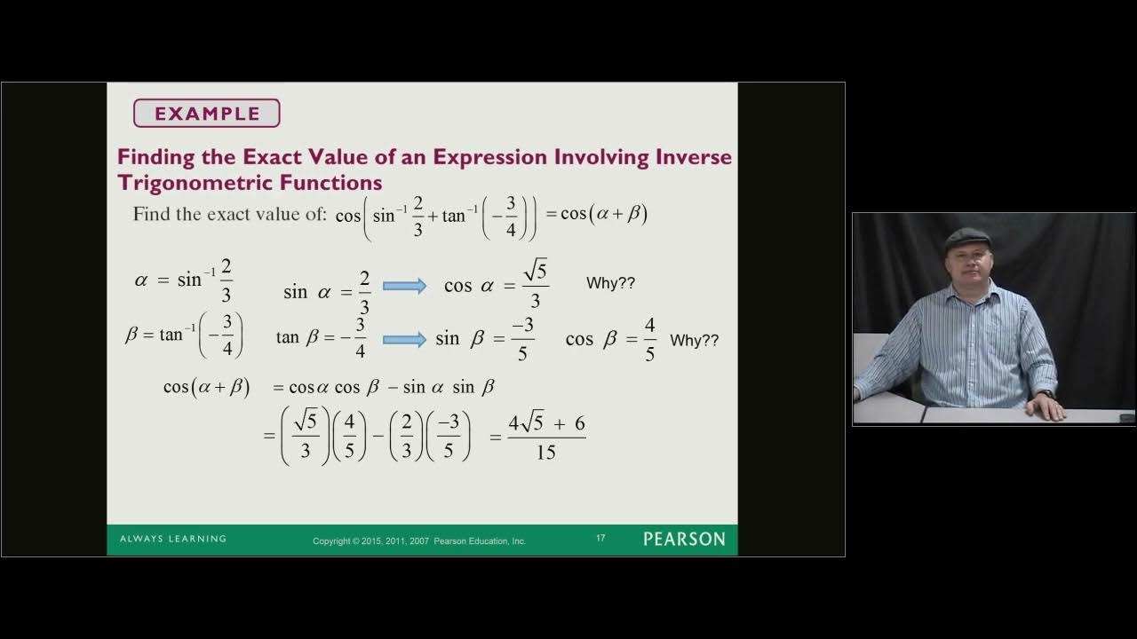 5.2 - Sum Difference Formulas involving Inverse Trig Functions - YouTube