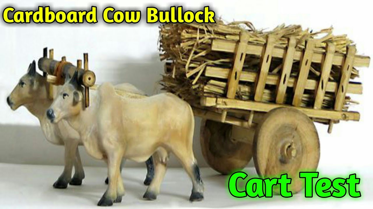 Cardboard Cow bullock cart test mini bull like mini tractor ||how to ...