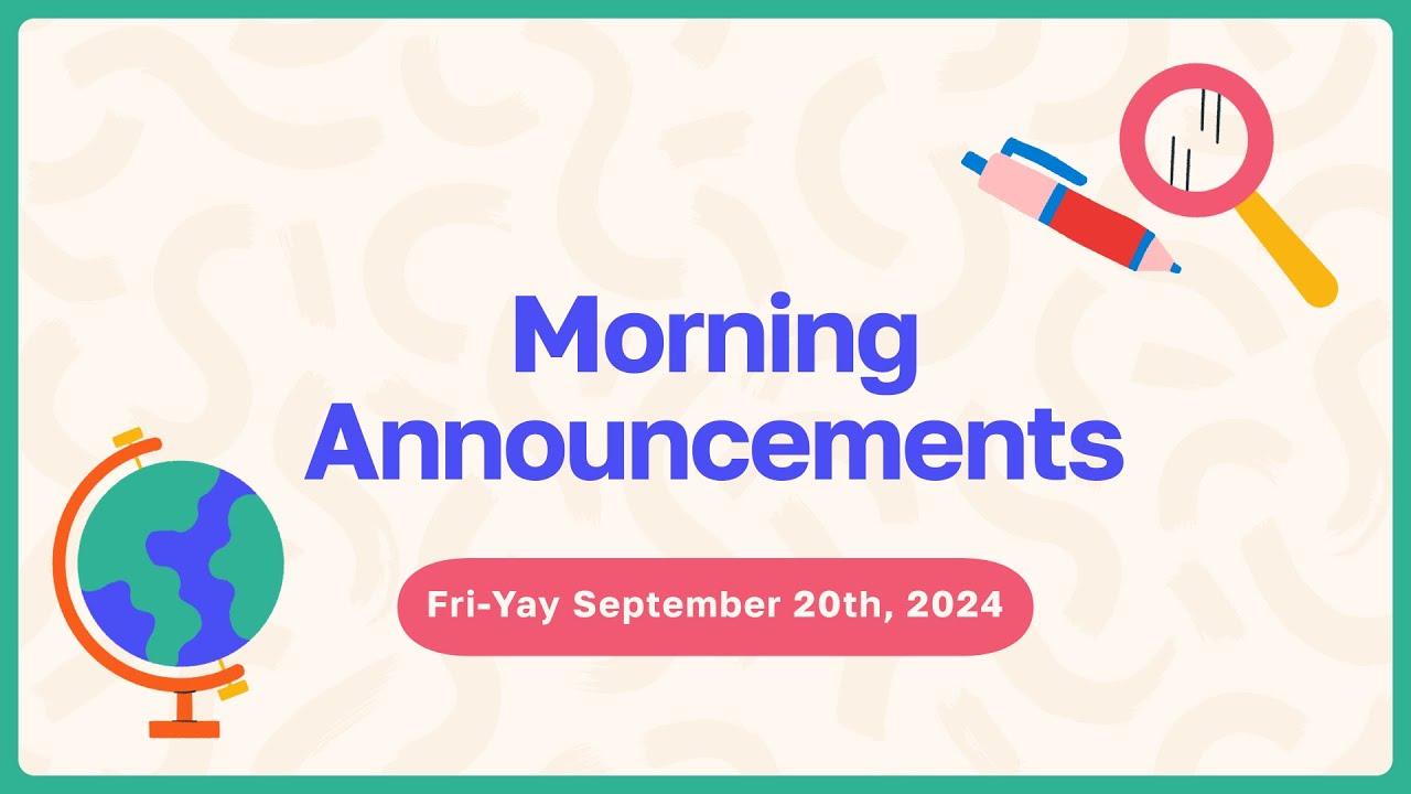 Fri-Yay September 20th, 2024 Morning Announcements - YouTube