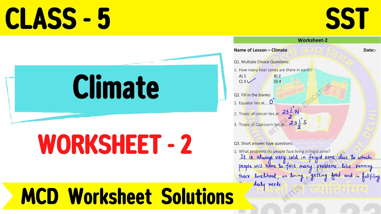 Class 5 SST Worksheet 2 || Climate || class 5th sst || MCD Worksheet ...