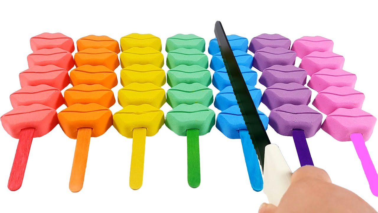 satisfying video / DIY How to make kinetic sand lip skewer stick ice ...