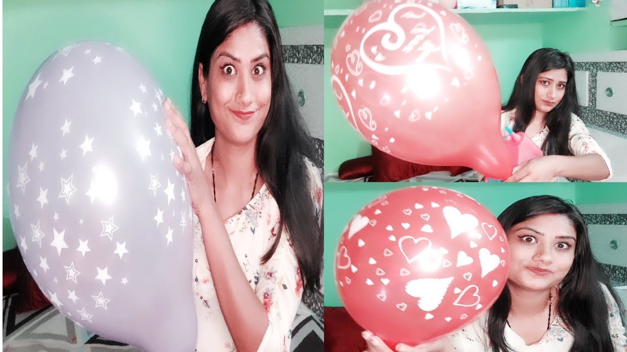 beautiful squeeze star & heart prints balloons blowing/royal khushi # ...