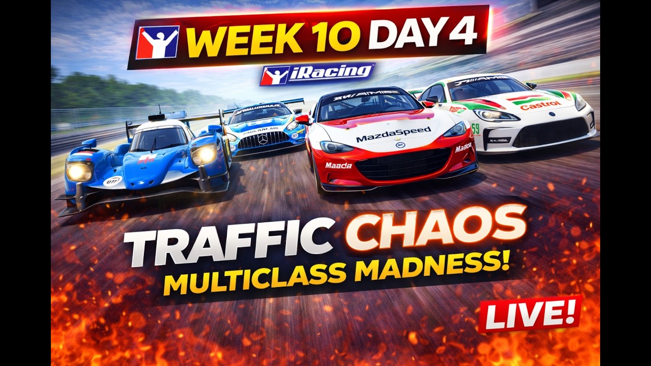 iRacing Week 10 Day 4 🔥 GT3, LMP2, MX-5 & GR86 Multiclass LIVE - YouTube