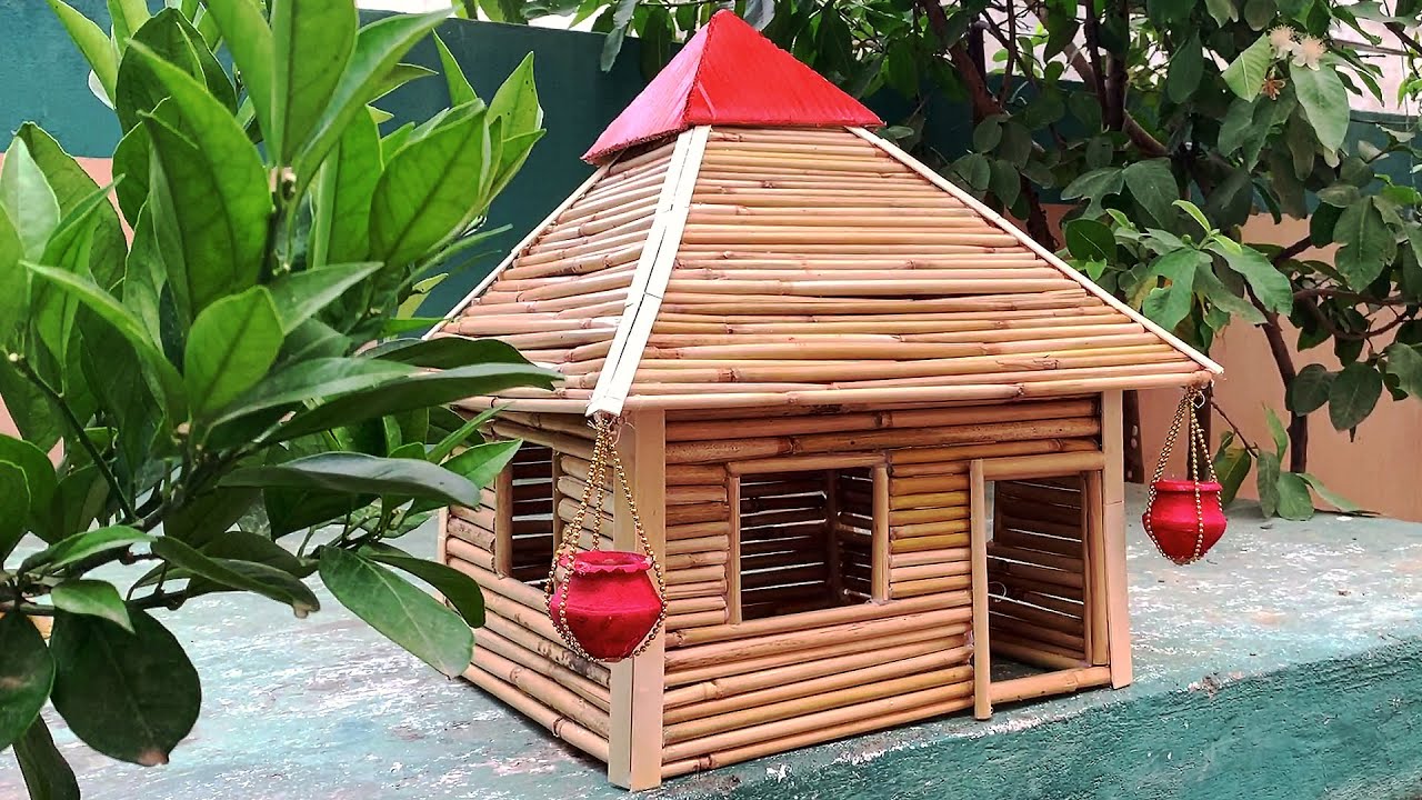 Indian Farmer's Mini Hut Making with Bamboo Sticks | Primitive Farmer ...