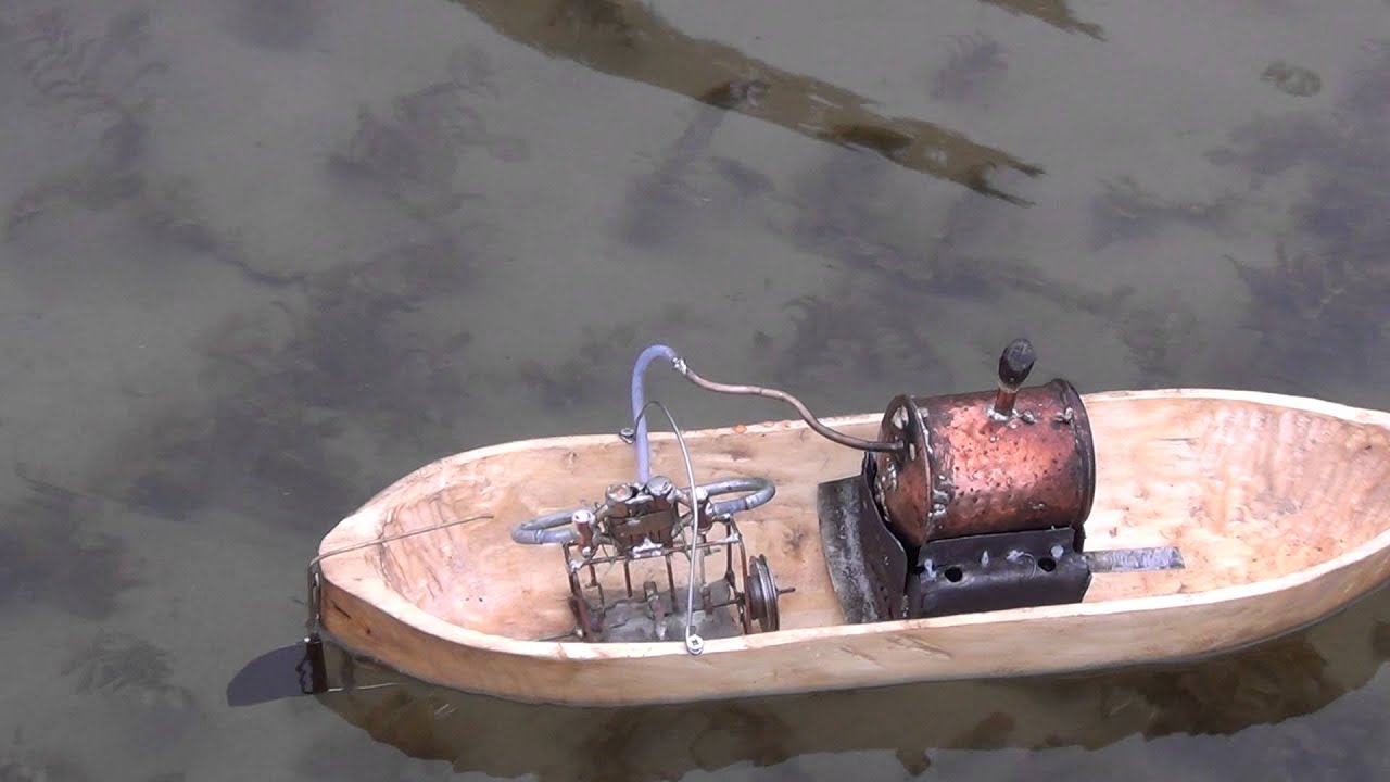 My engine mounted in a boat. Min ångmaskin monterad i en båt - YouTube