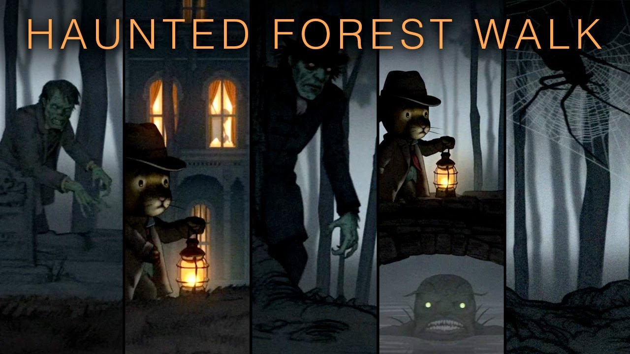Spooky Night Walk Horror Halloween Ambience: Thunder, Haunted Forest ...