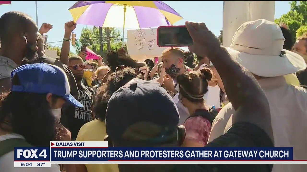 Trump supporters, protesters gather outside President's fundraiser ...