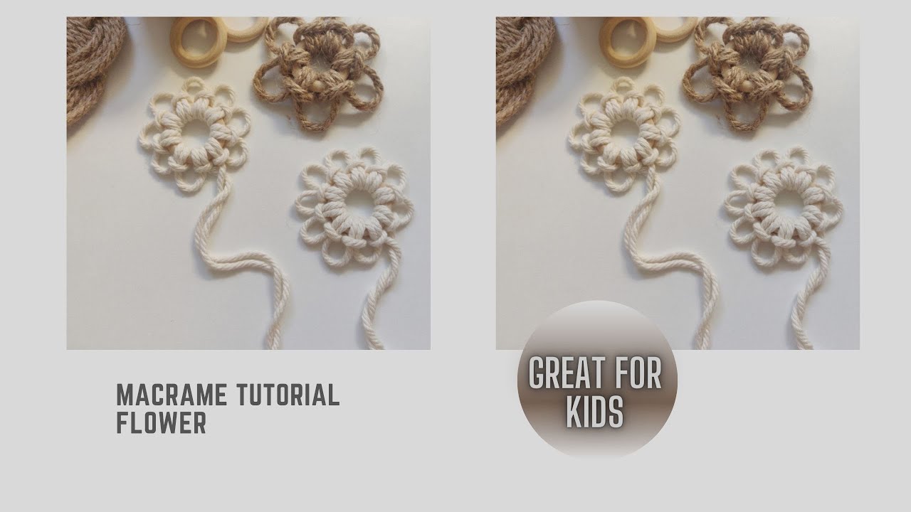 Easy Macrame Flower Tutorial - NEW pattern - Make it with your Kids ...