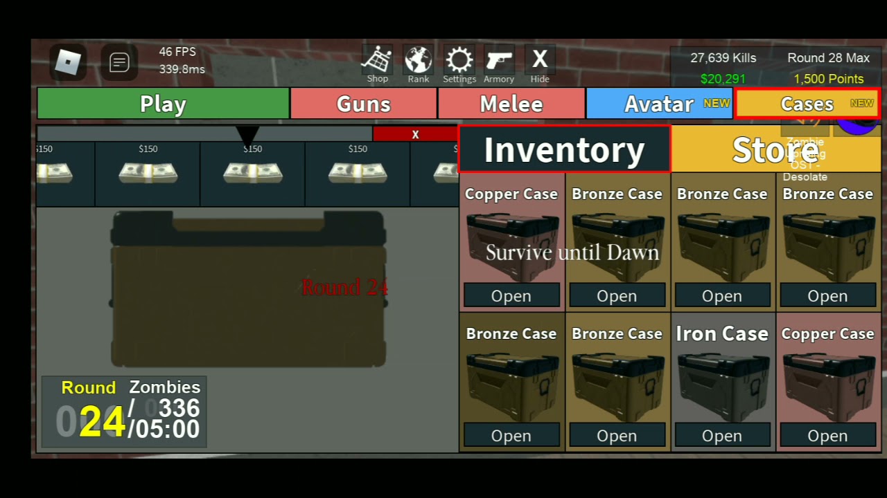 opening crates/loot boxes (zombie uprising roblox) - YouTube