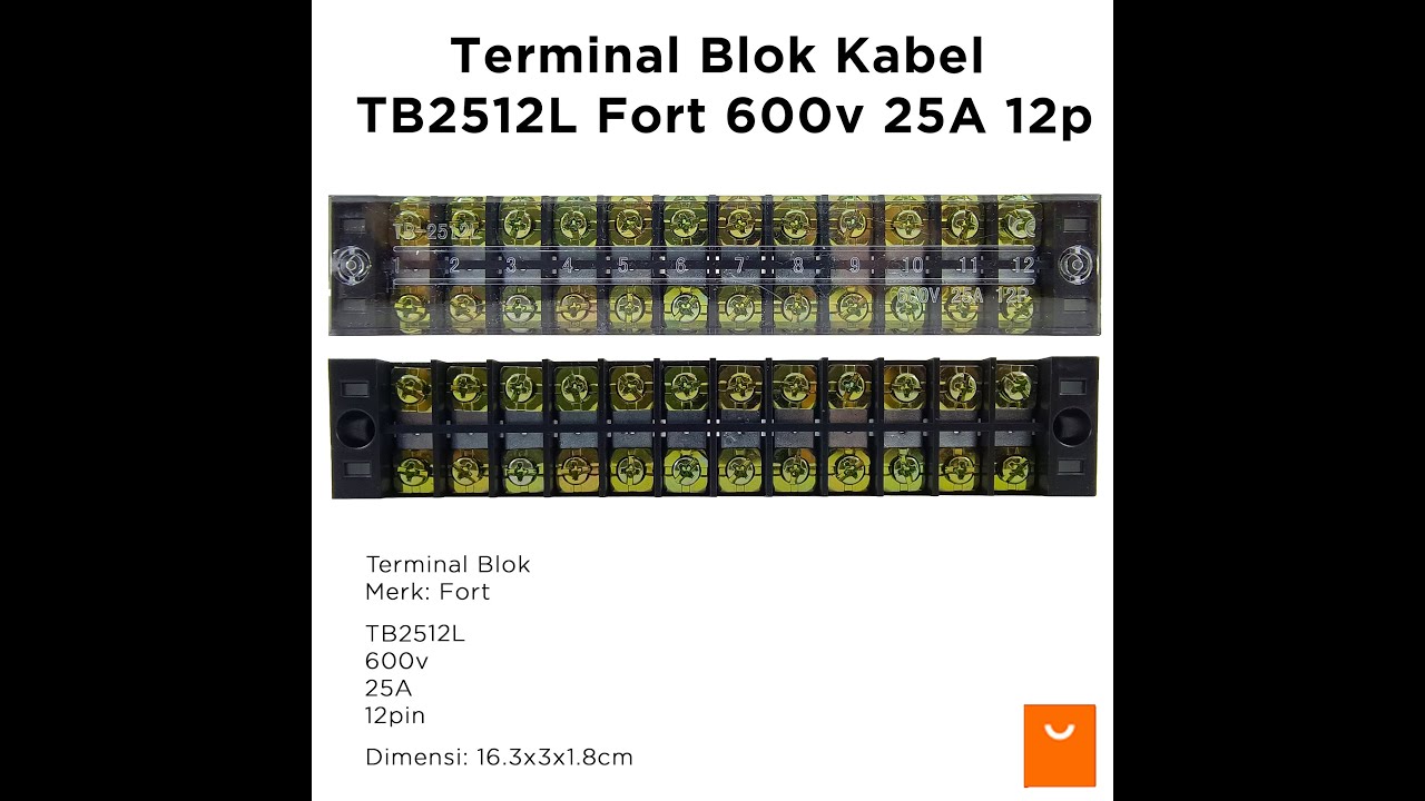 Terminal Blok Kabel TB2512L Fort 600v 25A 12p Terminal Blocks - YouTube