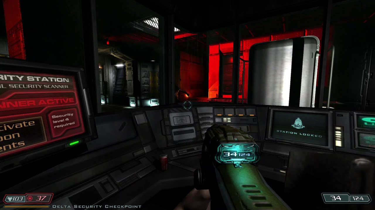 DOOM 3 BFG Edition Veteran Difficulty: Automated turret. - YouTube