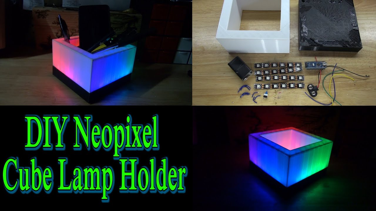 DIY Neopixel Cube Lamp Holder - YouTube