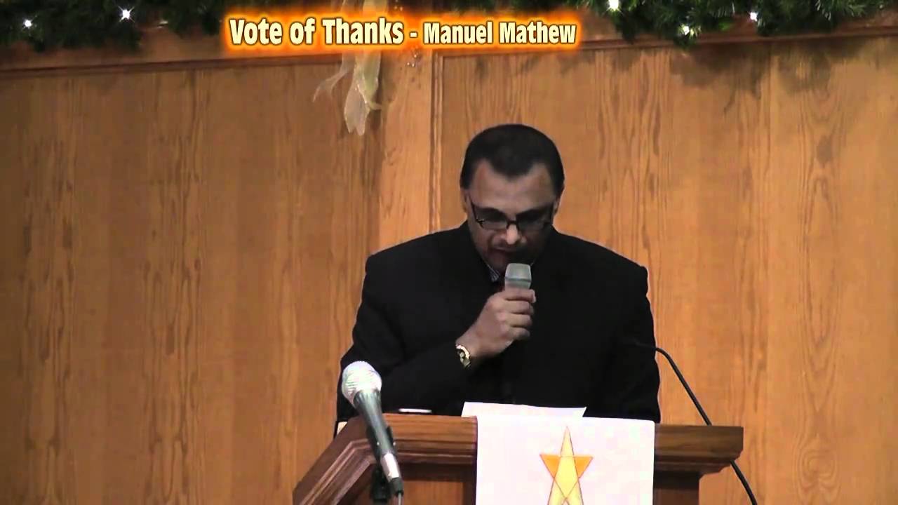 Vote of Thanks Manuel Mathew - 2010 St. Louis United Christmas Carol ...
