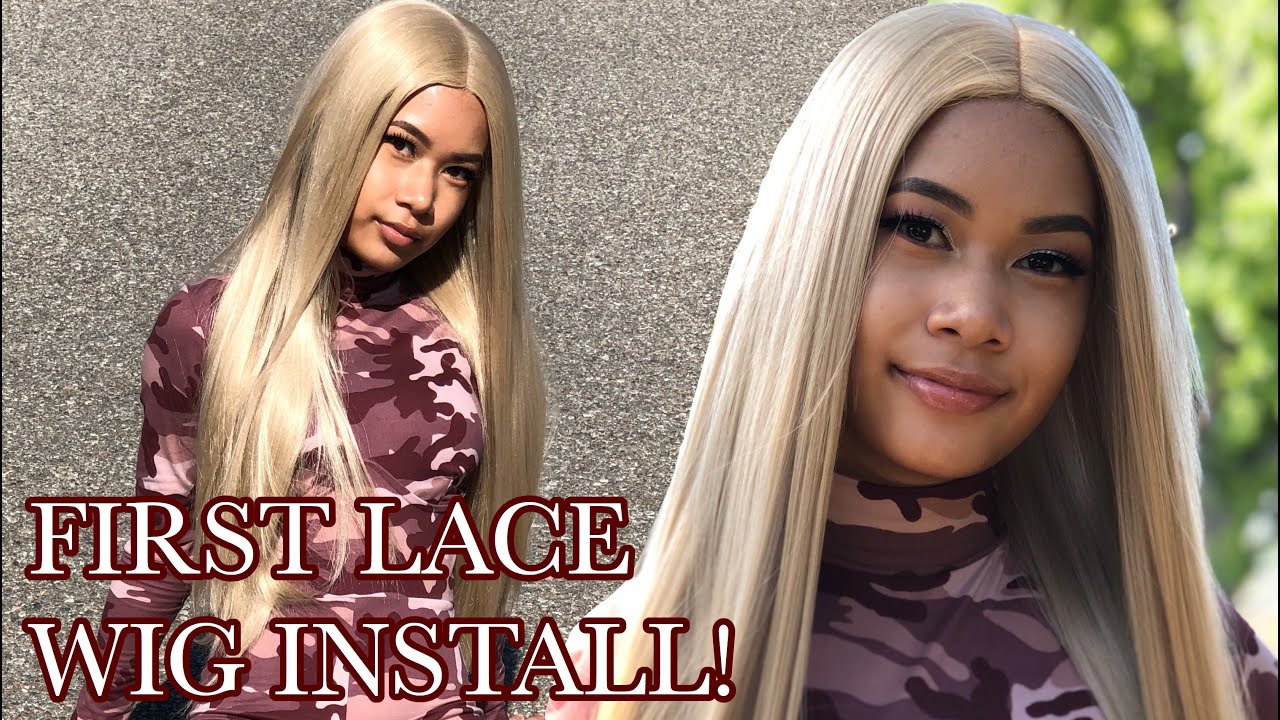 INSTALLING LACE FRONT WIG FOR THE FIRST TIME... - YouTube