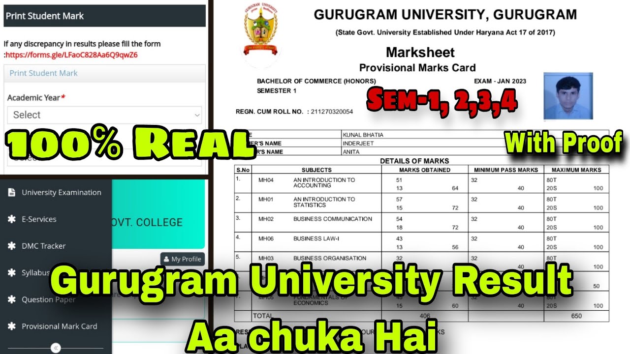 Finally Gurugram University Ka Result Aa Gya!! Sem-1, 2,3,4!! Reappear ...