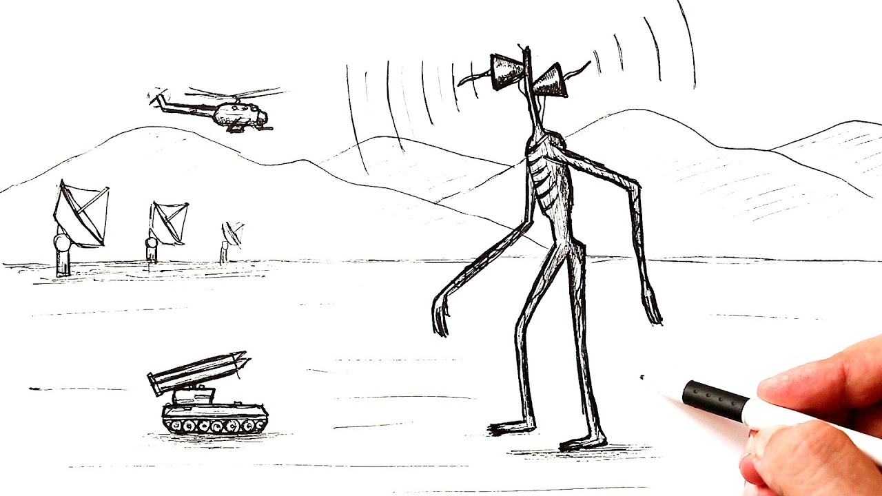 How to draw a Siren head attacking a military base - YouTube