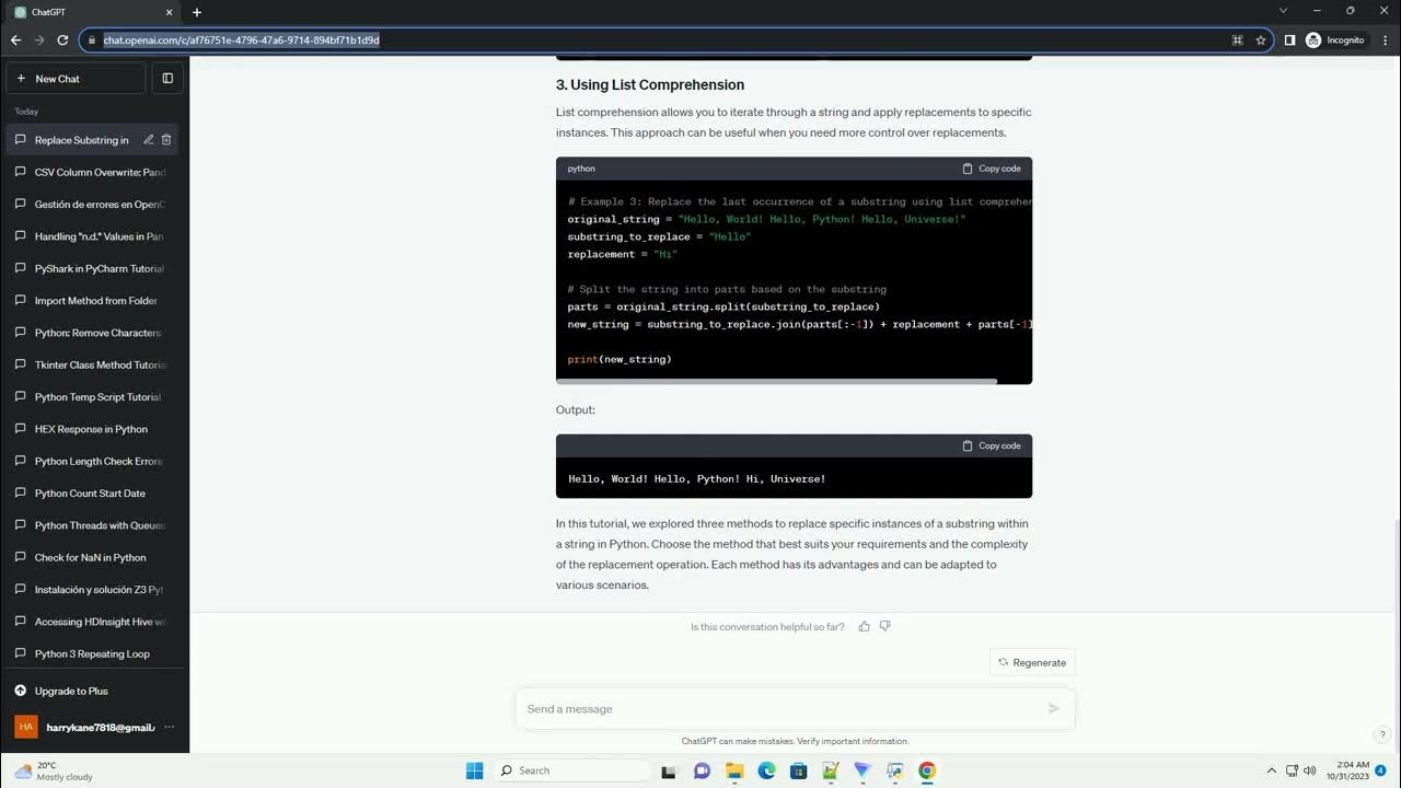 Replace specific instance in string Python - YouTube