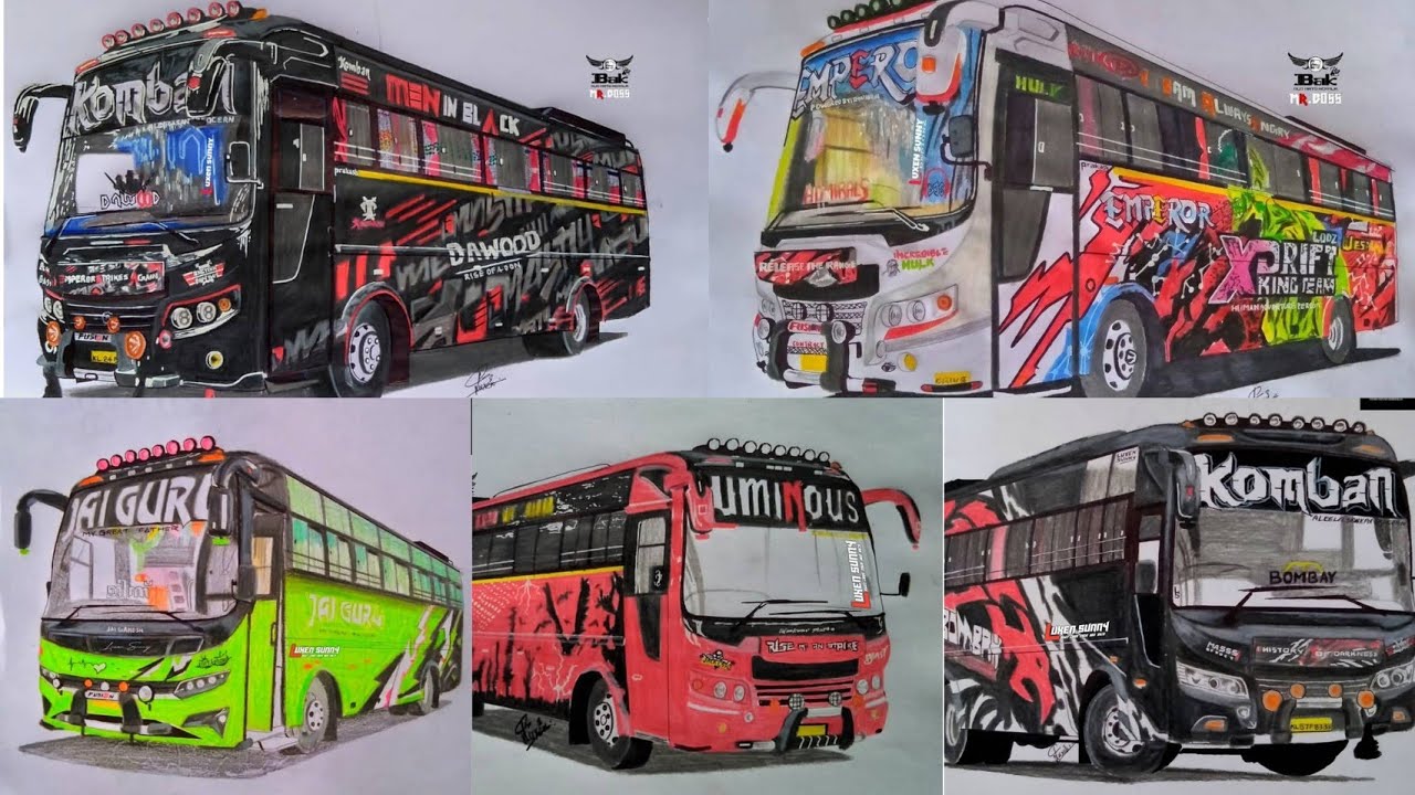 Tourist Bus Drawing Collection | with perfect OK 😍😄 - YouTube