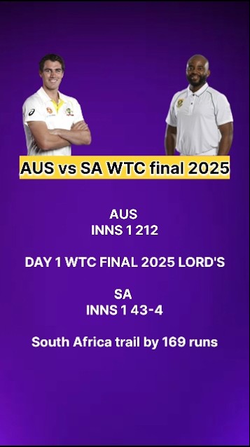 AUS vs SA WTC final day 1 highlights #cricketmatch #testcricket # ...
