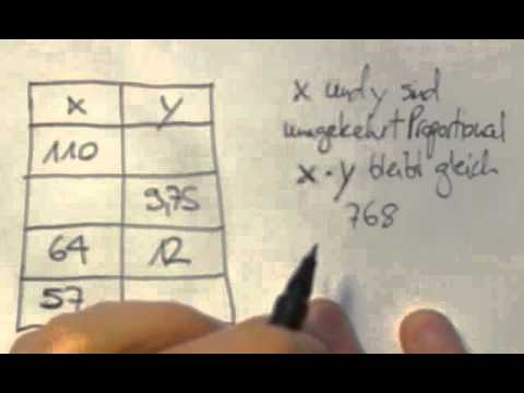 umgekehrte Proportionalität in einer Tabelle - YouTube