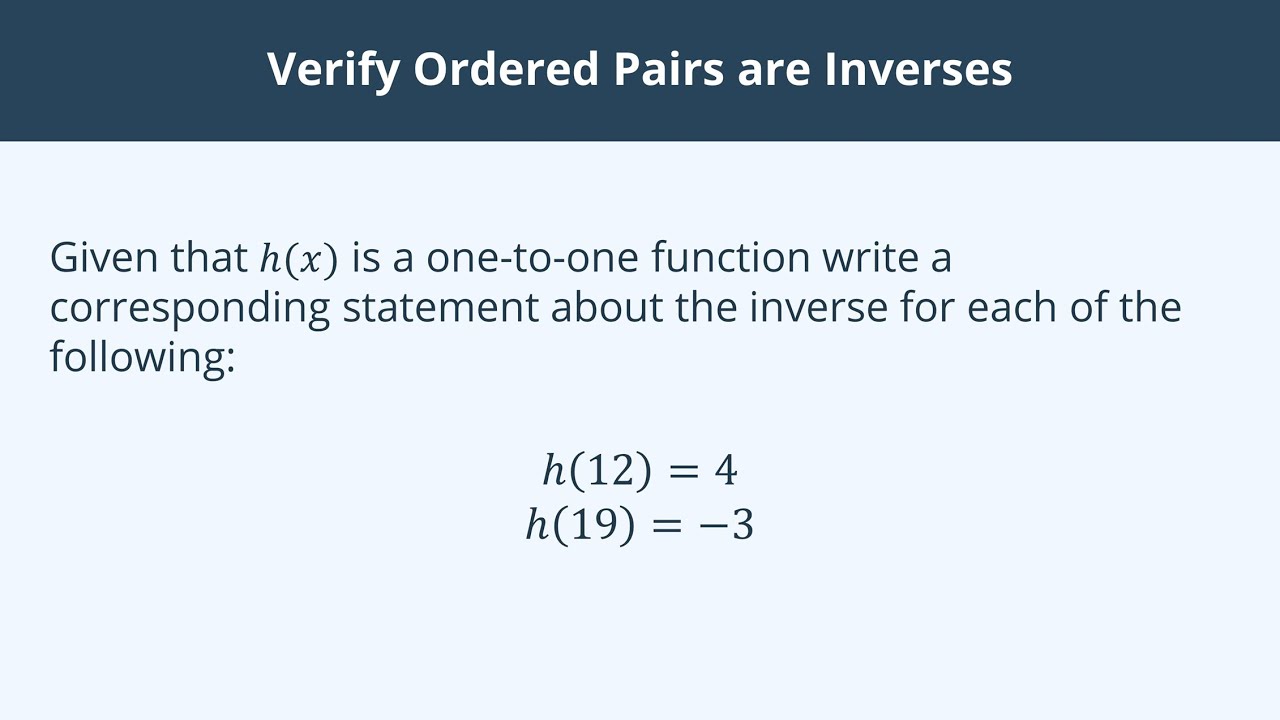 Verify Ordered Pairs are Inverses - 1 - YouTube