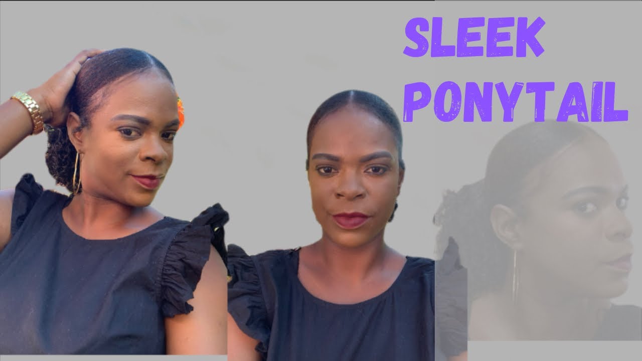 How to do a center part fluffy ponytail on natural hair - YouTube