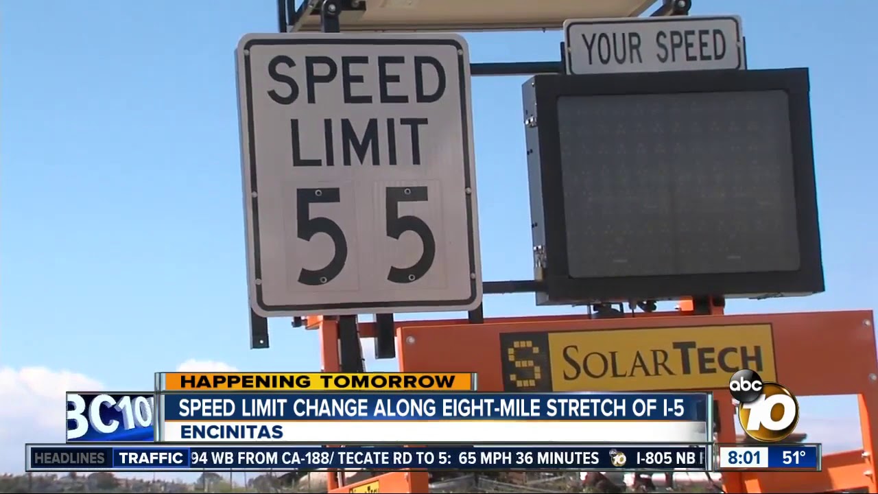 Speed limit change along eight-mile stretch of the I-5 - YouTube