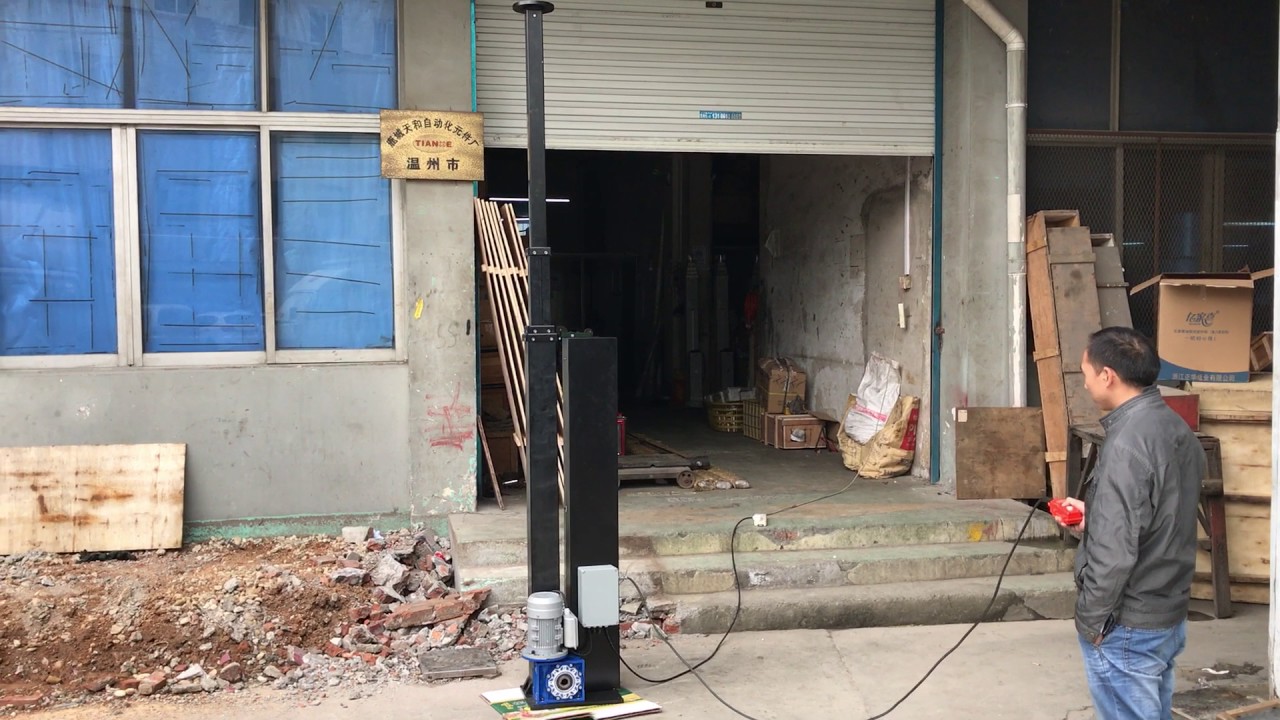 Chain lifting mechanism telescopic tower mast - YouTube