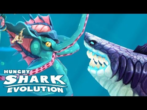 NEW KRAKEN SQUID vs GODZILLA SHARKJIRA (HUNGRY SHARK EVOLUTION) - YouTube