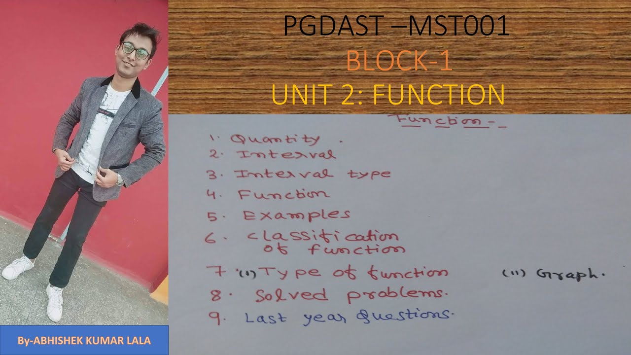 FUNCTION |PGDAST |MST001 |BLOCK1 | UNIT-2 |PART1 - YouTube