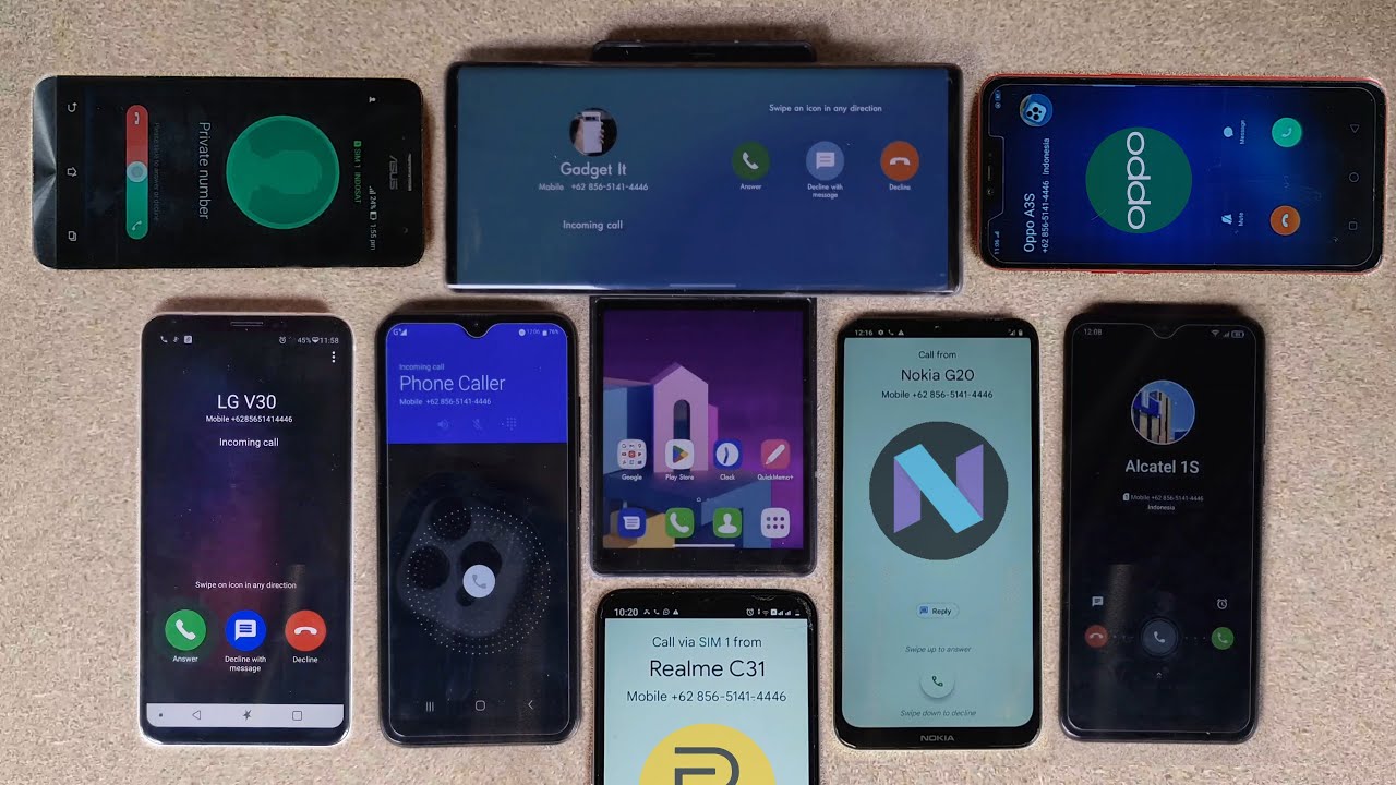 Eight Phone Brand incoming Call Asus,Realme,Alcatel,LG,Oppo,Coolmi ...