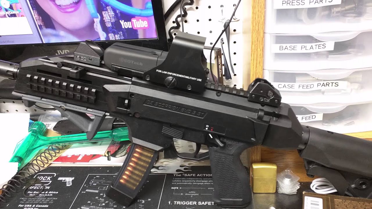 My kid's custom CZ Scorpion Evo3 S1 SBR - YouTube