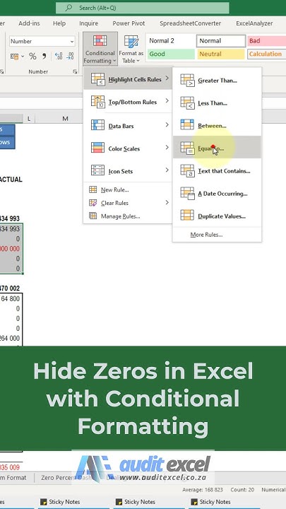 Hide zero values in Excel with Conditional Formatting - YouTube
