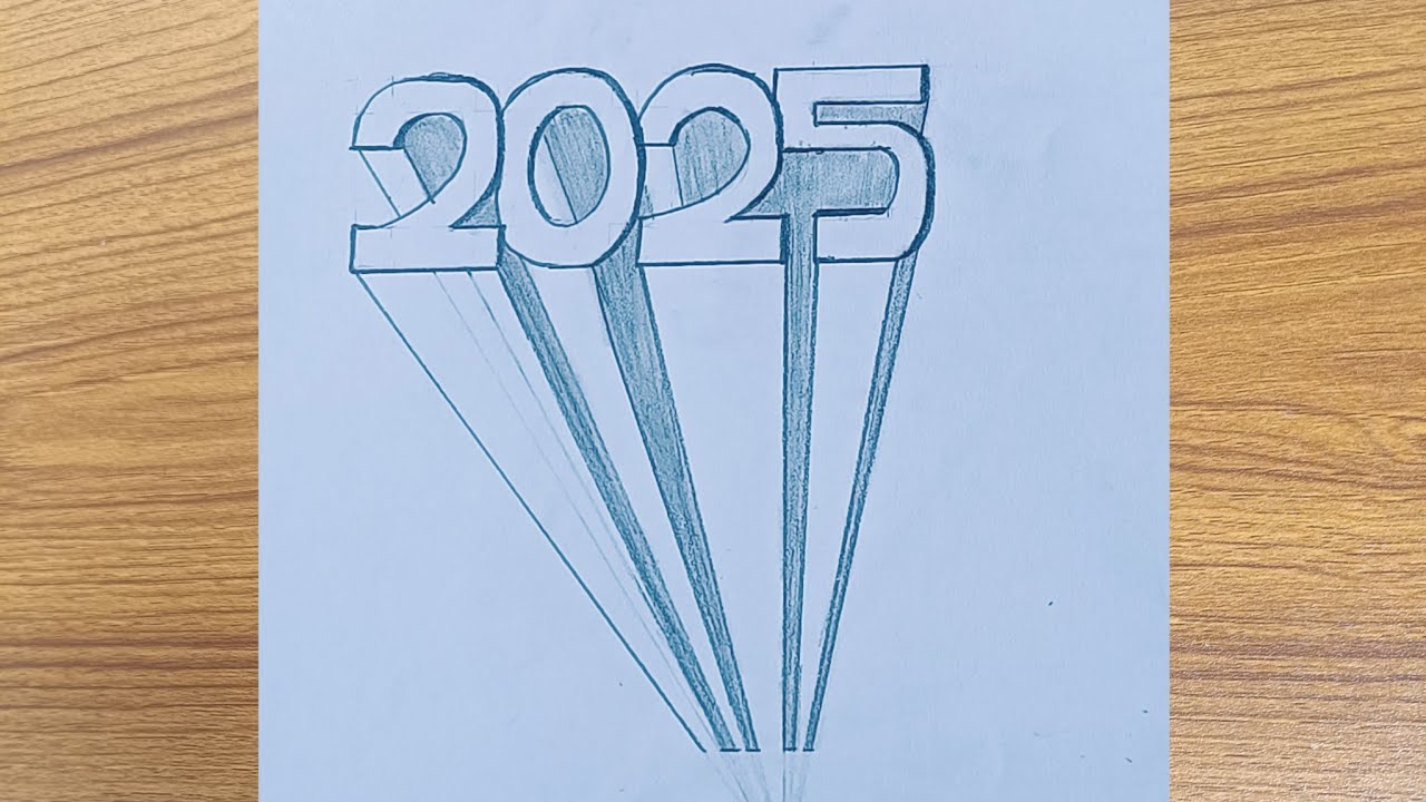 2025.new year special drawing. easy pencil art. - YouTube