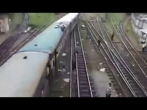 mans leg gets crushed by train - YouTube